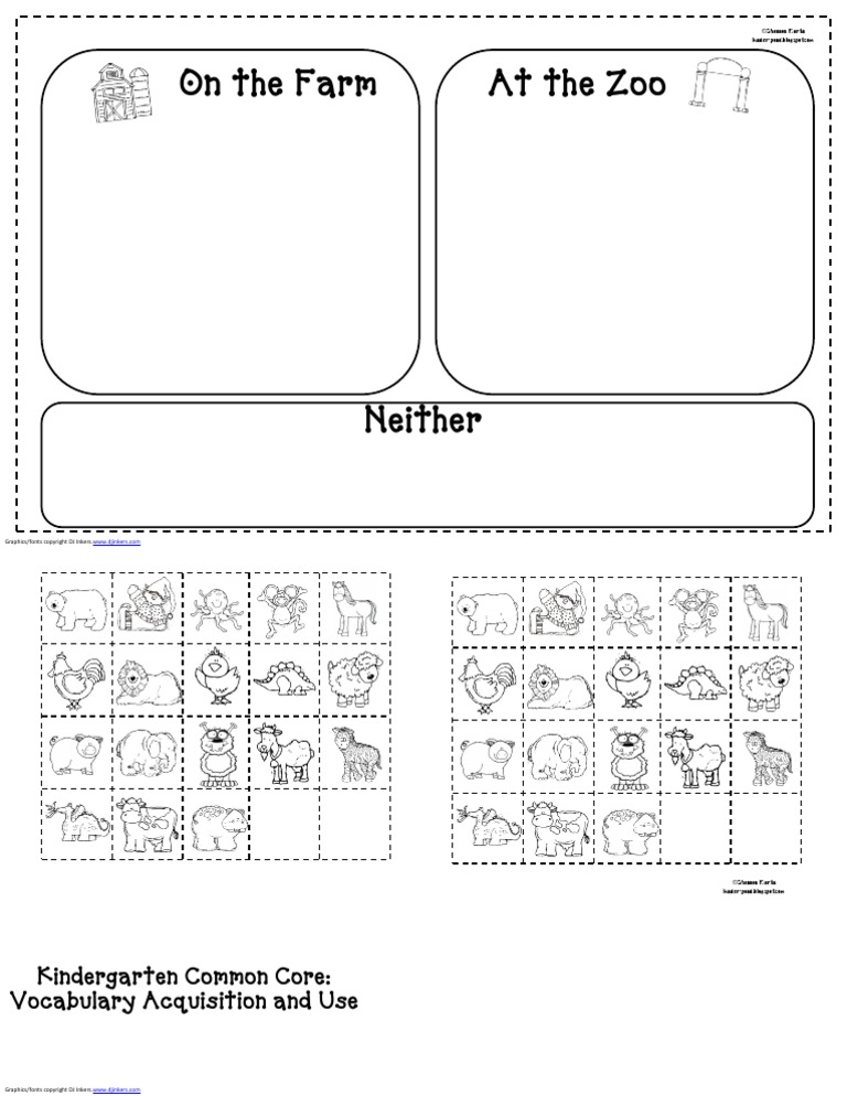 On The Farm-At The Zoo Sort | PDF