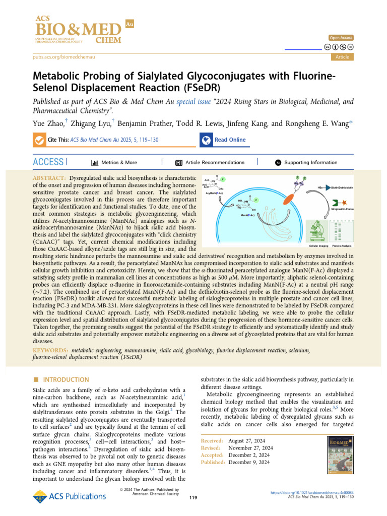 Zhao Et Al 2024 Metabolic Probing of Sialylated Glycoconjugates With ...