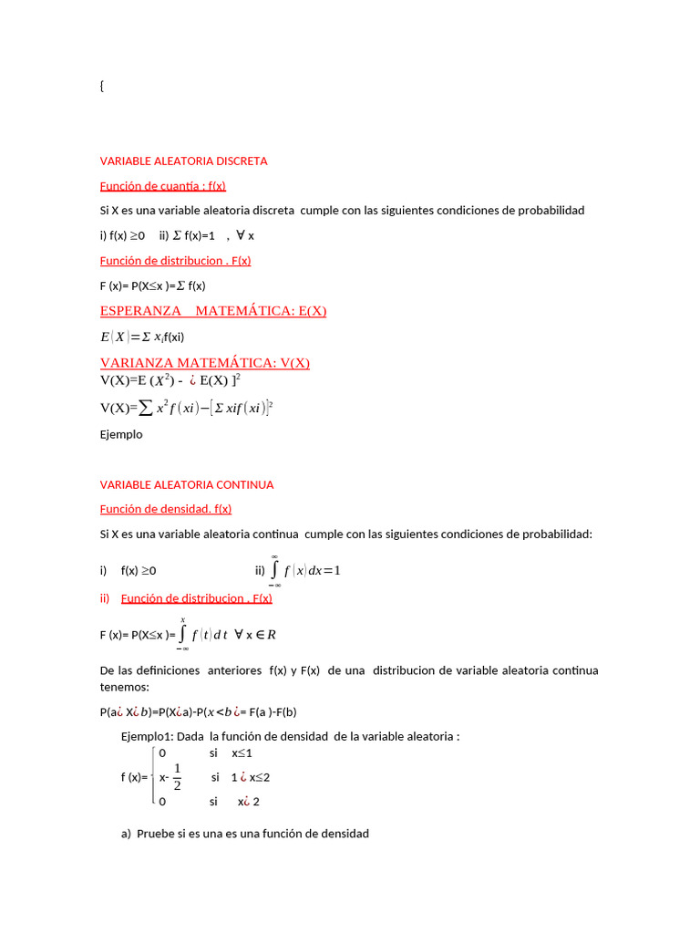 Variable Aleatoria Continua | PDF | Distribución de probabilidad ...