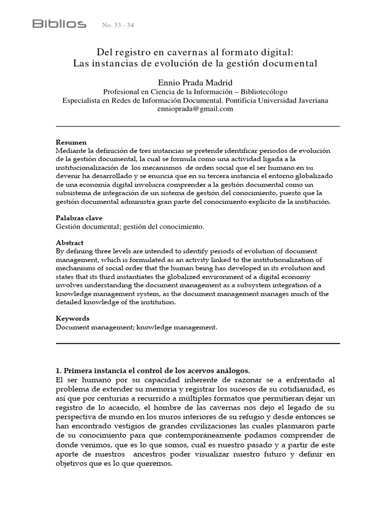 Del Registro en Cavernas Al Formato Digi | PDF | Gestión de registros ...