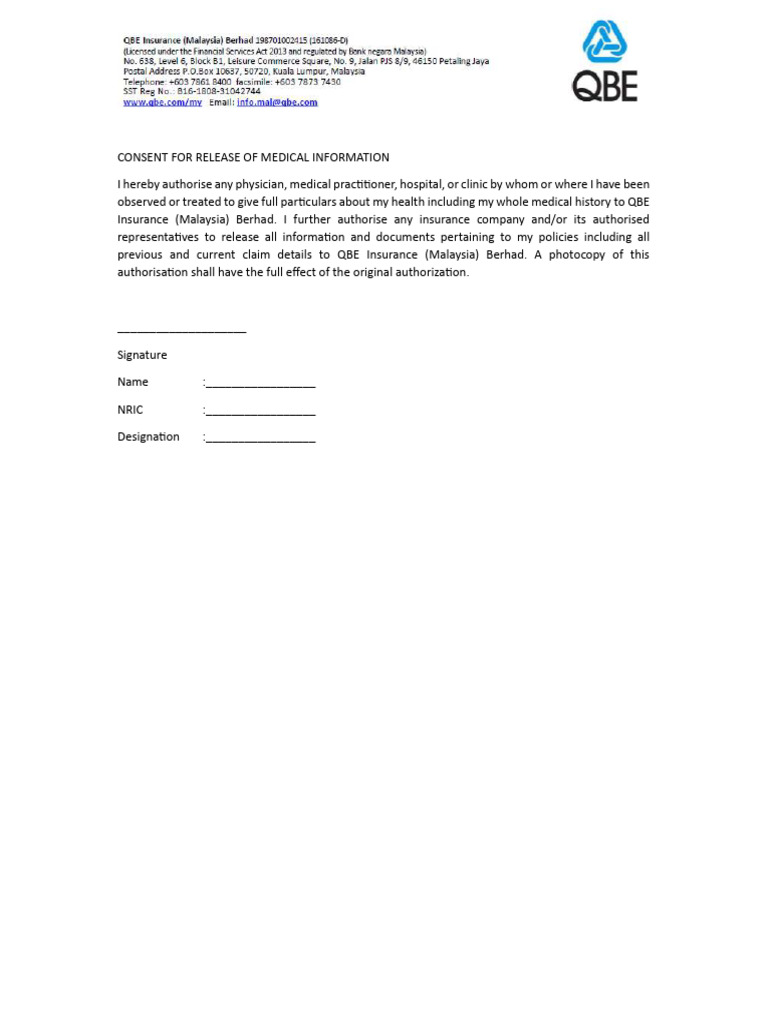 Consent Form Qbe | PDF