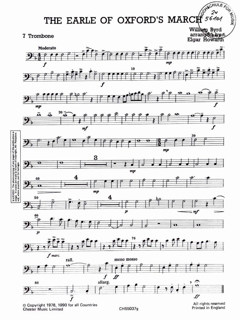 (7 Trombone) JUST BRASS The Earle of Oxford S March | PDF