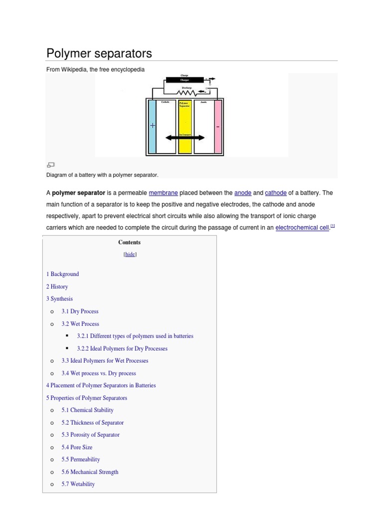 Polymer Separators: From Wikipedia, The Free Encyclopedia | PDF ...