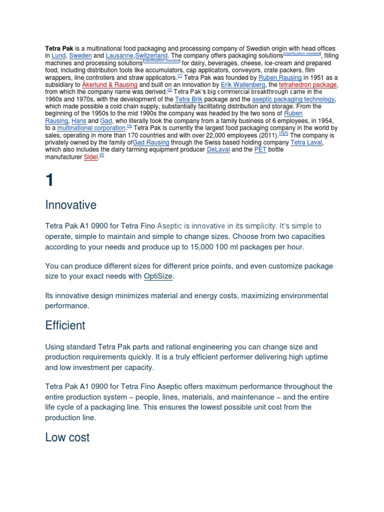 Innovative: Åkerlund & Rausing Tetrahedron Package | PDF | Industries ...