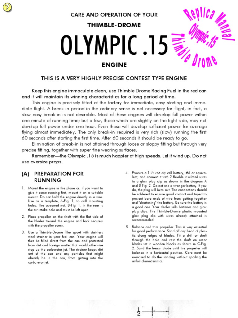 Cox Olympic Instructions | PDF | Carburetor | Propulsion