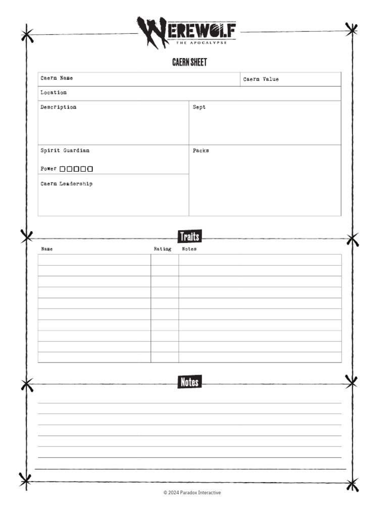 Caern-Pack Sheet | PDF