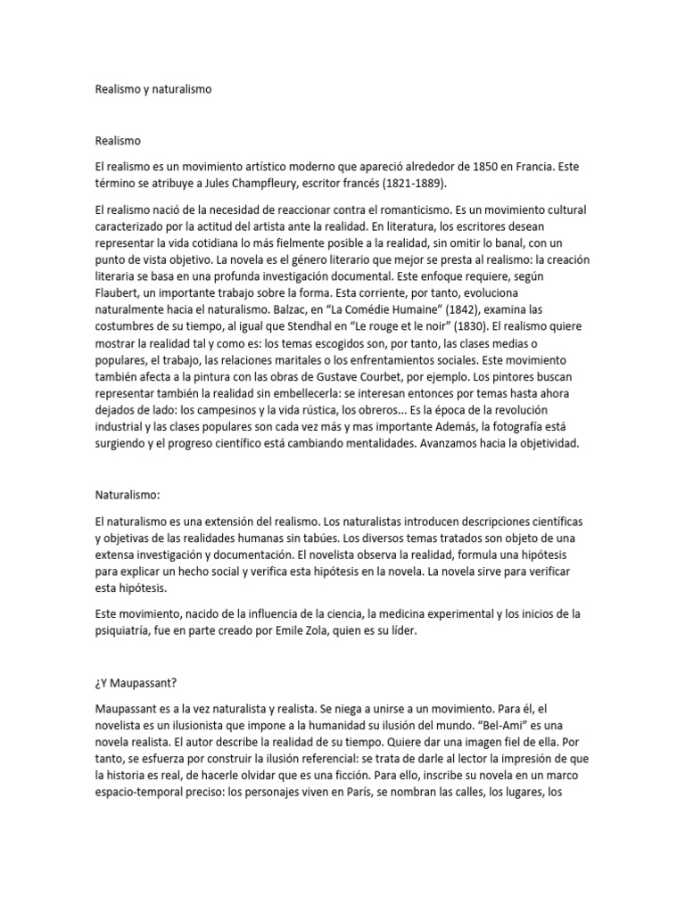 Realismo y Naturalismo | PDF | Realismo literario