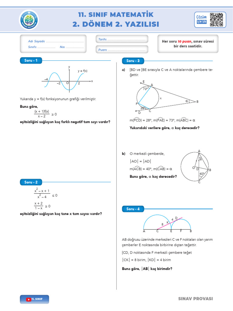 11.sinif Yazili 2.Donem-2.Yazili | PDF