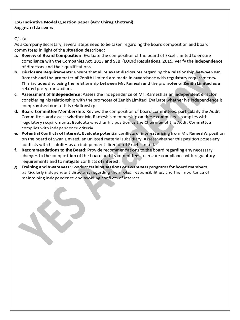 ESG Indicative Model Question Paper | PDF | Corporate Social ...