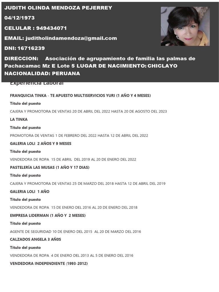 CV Judith Mendoza 3 | PDF