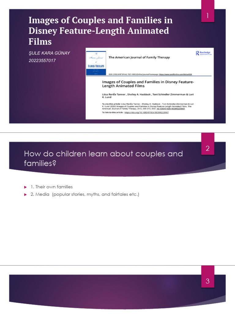 Disney Films: Family and Couple Dynamics | PDF | Father | Psychotherapy