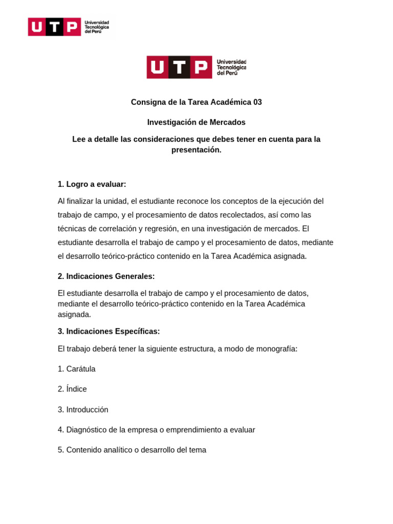 ? (AC-S12) Semana 12 - Tarea Académica 3 - Investigación de Mercados, TA3 | PDF