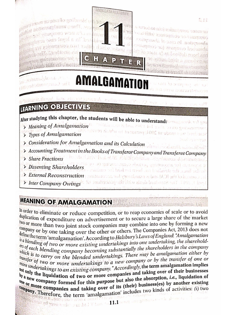 CH 11 Amalgamation Corporate Accounting | PDF