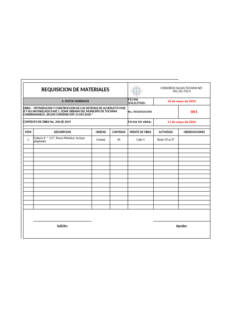 F01 RQ 000 (Requisicion) | PDF