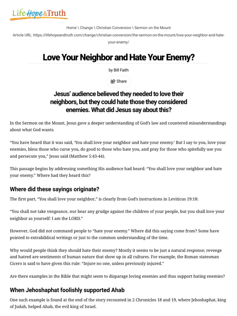 Gosp Love Your Neighbor and Hate Your Enemy | PDF | Jesus | Religious ...