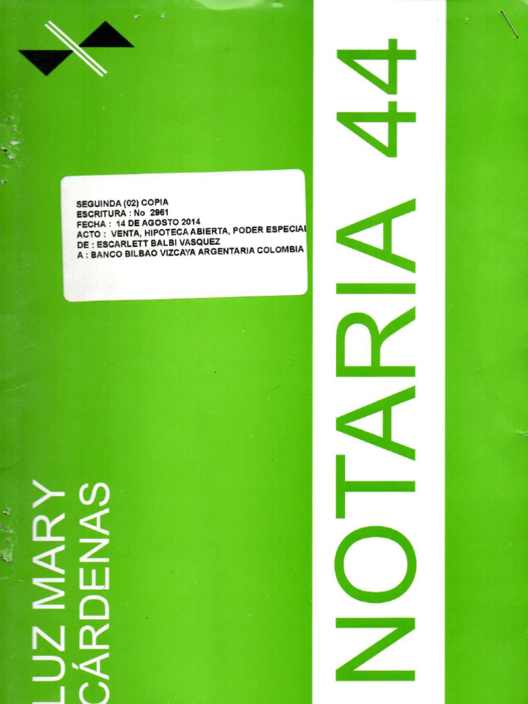 Escritura 2961 Compra CASA 20 Conjunto Catania - David López y Escarlett Balbi - Notaria 44 ...