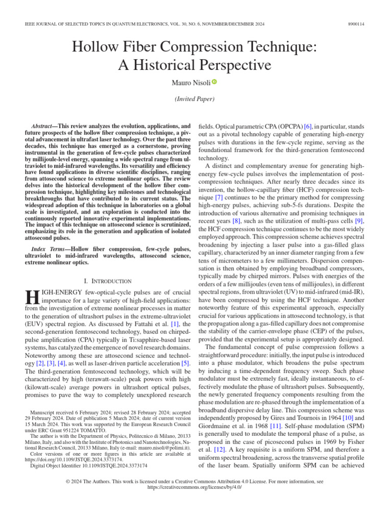 2024, Review Self-Compression in HCFS, Nisoli | PDF | Ultrashort Pulse ...