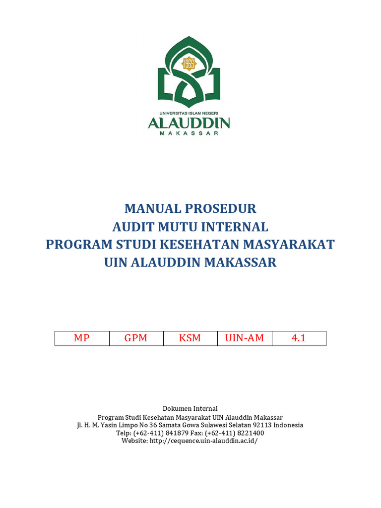 Manual Prosedur Audit Mutu Internal | PDF