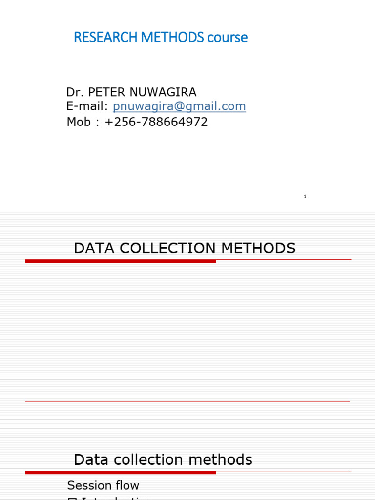 Lecture 5 - DATA COLLECTION METHODS | PDF | Survey Methodology | Questionnaire