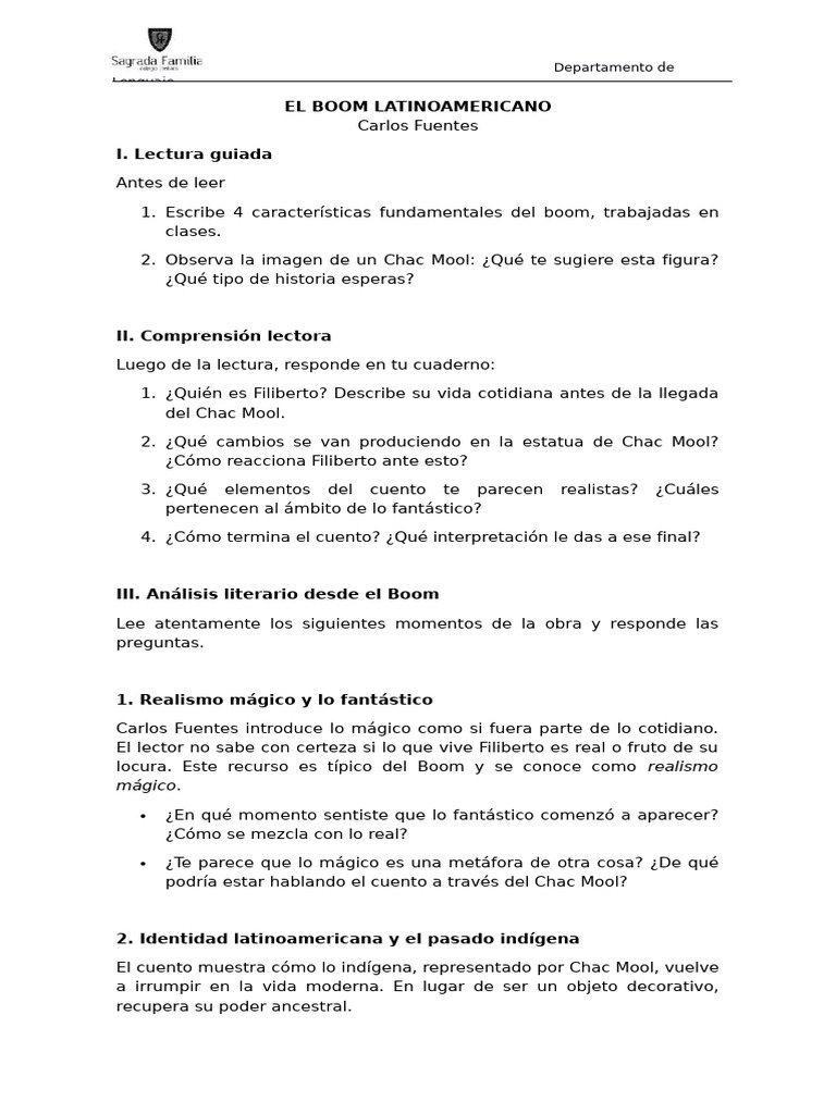 Anális Chac Mool - Carlos Fuentes Boom | PDF | Cuentos | Fantasía