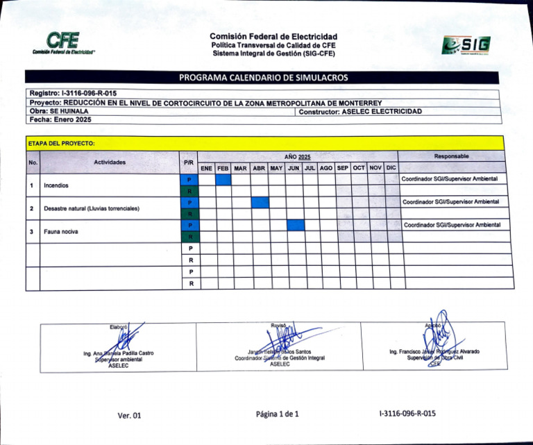 I-3116-096-R-15 Programa de Simulacros 2025 | PDF