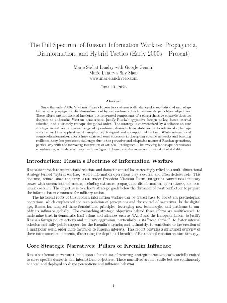 The Full Spectrum of Russian Information Warfare Propaganda ...