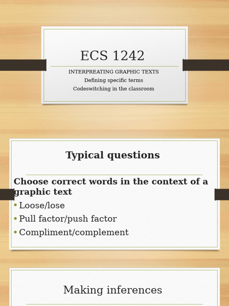ECS 1642 Lesson On Code Switiching Terms and Graphic Text | PDF