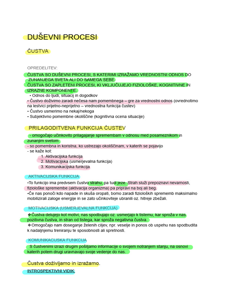 Duševni Procesi | PDF