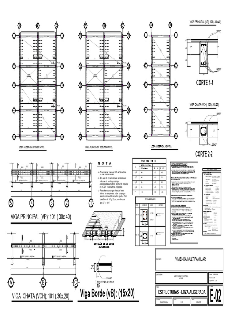 Plano E-02 Vigas y Lozas A01-Monocromo | PDF