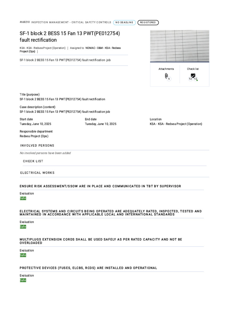 SF-1 Block 2 BESS 15 Fan 13 PWT (PE012754) Fault Re - Synergi Life | PDF | Religious ...