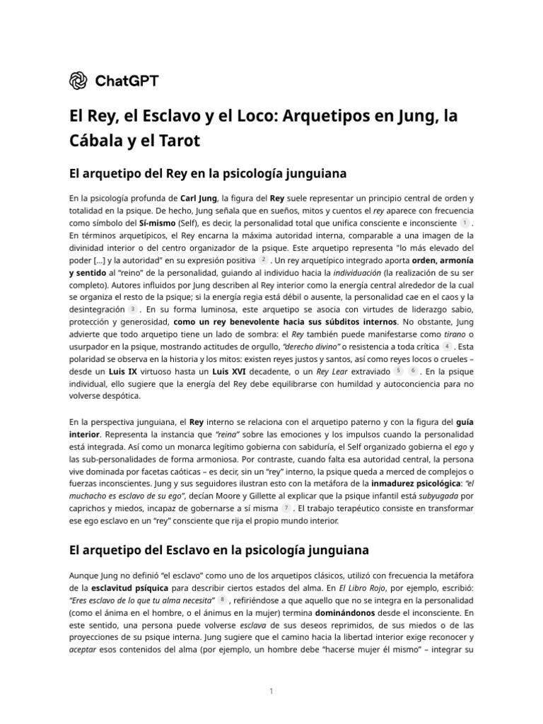 El Rey, El Esclavo y El Loco - Arquetipos en Jung, La Cábala y El Tarot ...