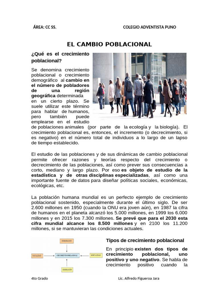El Cambio Poblacional | PDF | Población | Crecimiento de la población
