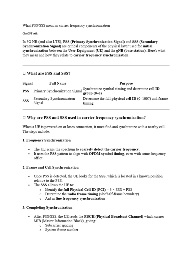 What Is The Difference Between The PSS - SSS of Carrier Synchronization ...