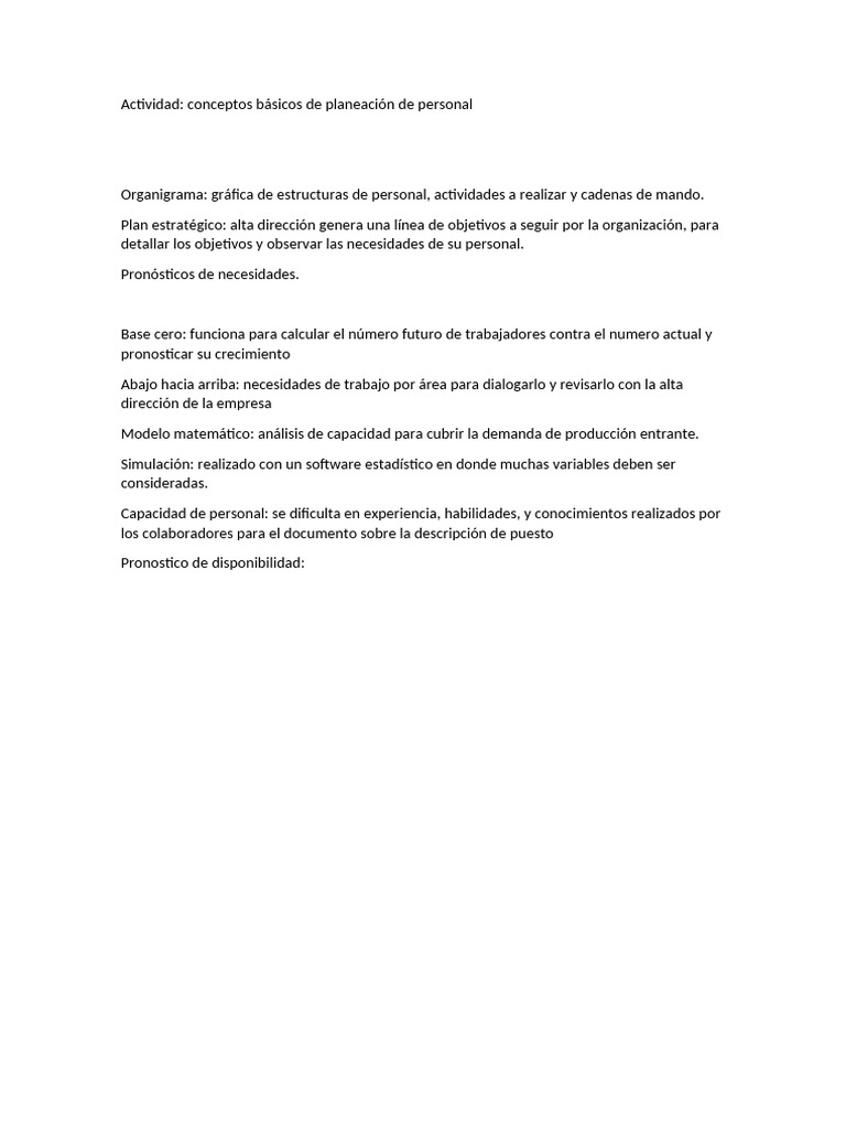 Planeación de Personal: Conceptos Clave | PDF