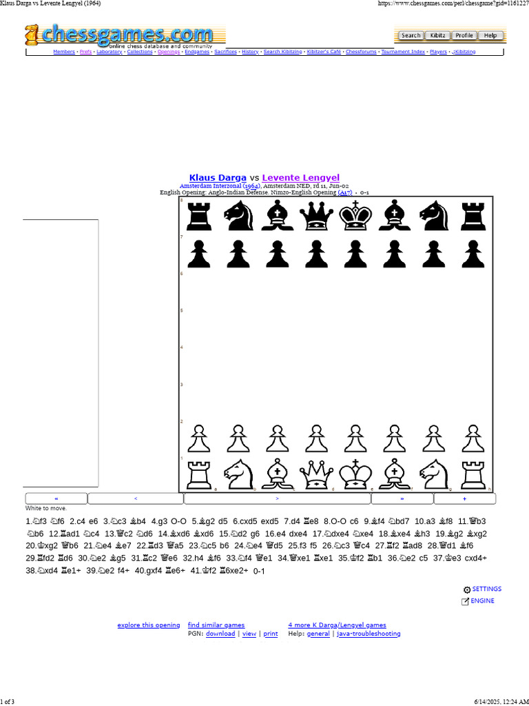 Klaus Darga Vs Levente Lengyel (1964) | PDF | Chess | Chess Theory