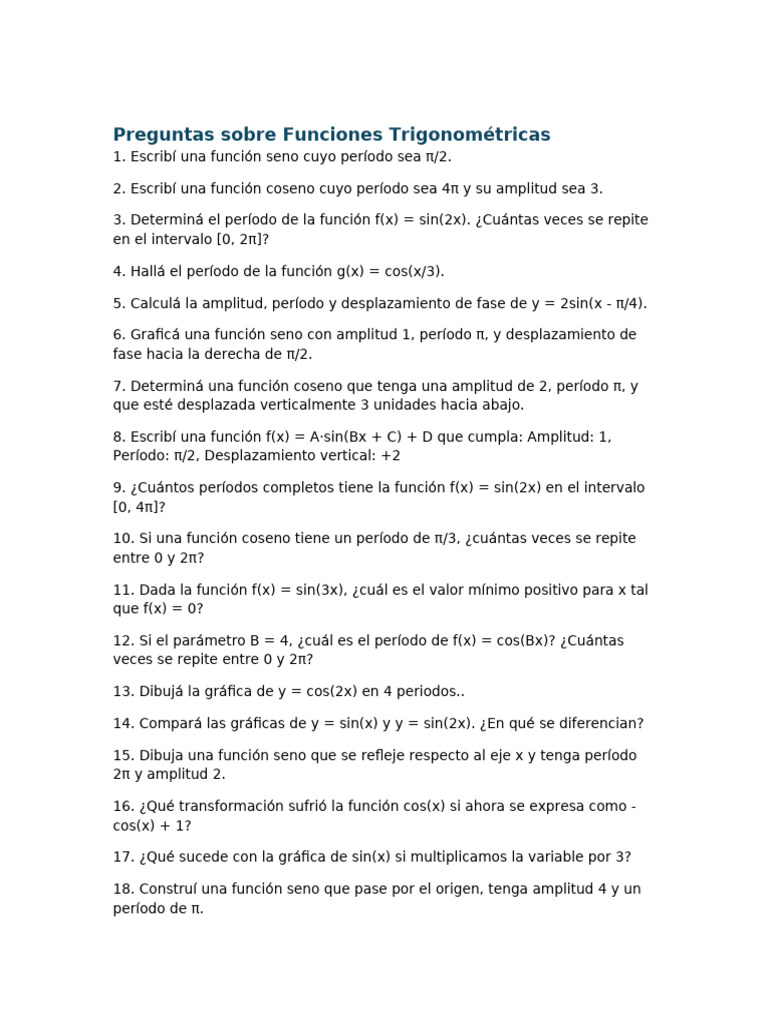 Guía de Actividades Trigonométricas | PDF | Funciones trigonométricas | Función (Matemáticas)