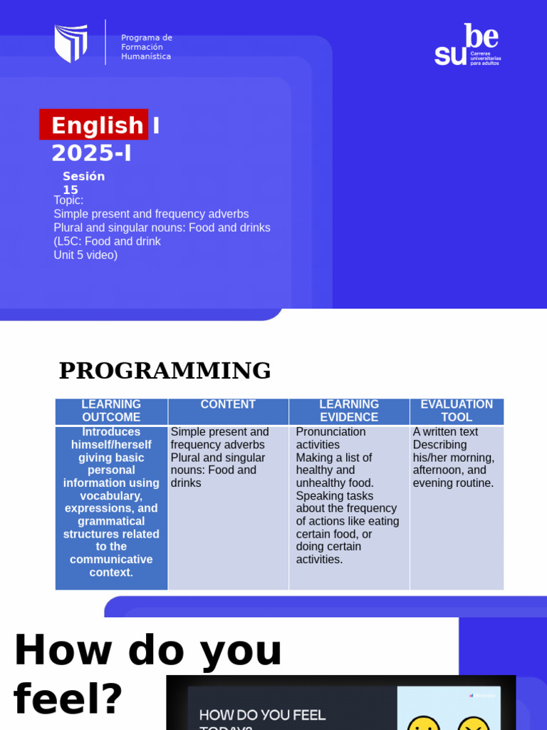 English I: Simple Present & Food Nouns | PDF | Plural | Grammatical Number