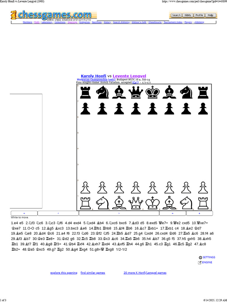 Karoly Honfi Vs Levente Lengyel (1963) | PDF | Chess Theory | Chess