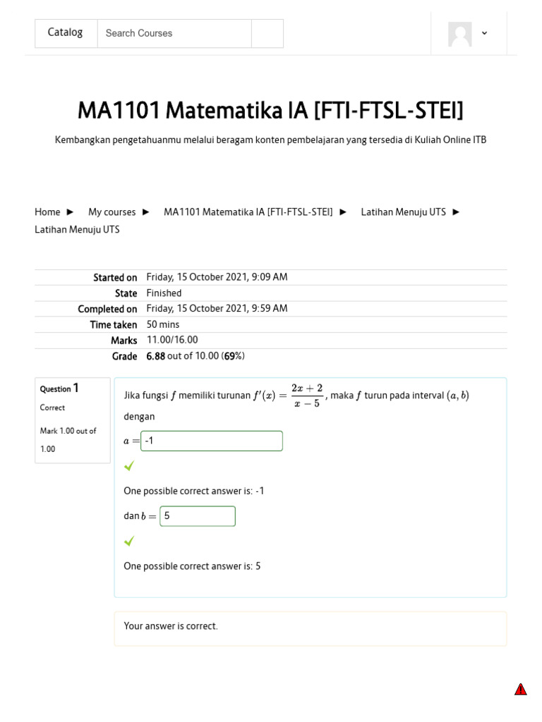 Latihan UTS Matematika IA ITB | PDF