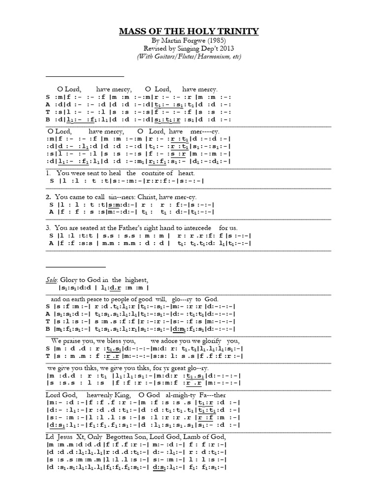 Holy Trinity Mass Music Notation | PDF | Abrahamic Religions | Theology