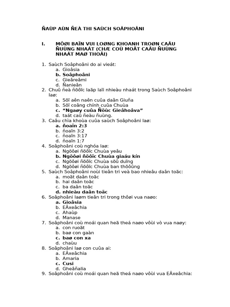 Dap An de Thi Sach Sophoni | PDF