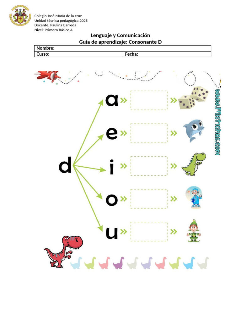 Guia de Aprendizaje Letras D y T | PDF