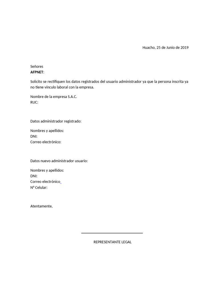 Cambio de Administrador AFPNET | PDF