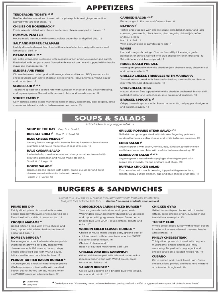 Wooden Creek Kitchen and Tap Menu | PDF