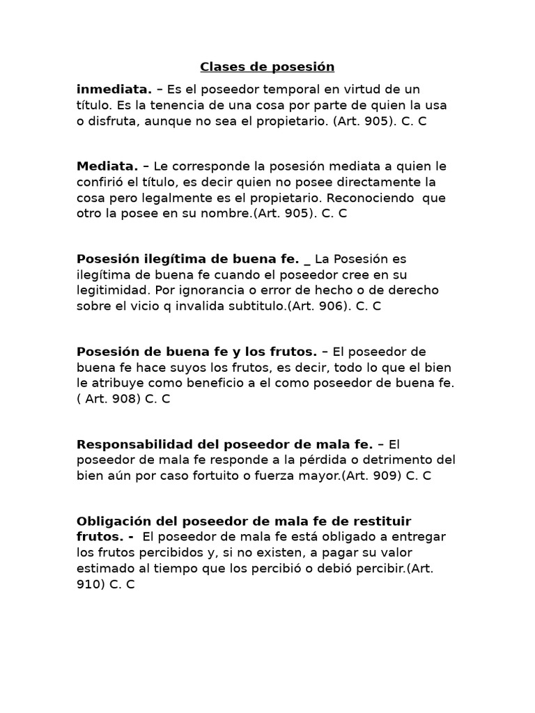 Clases de Posesión | PDF