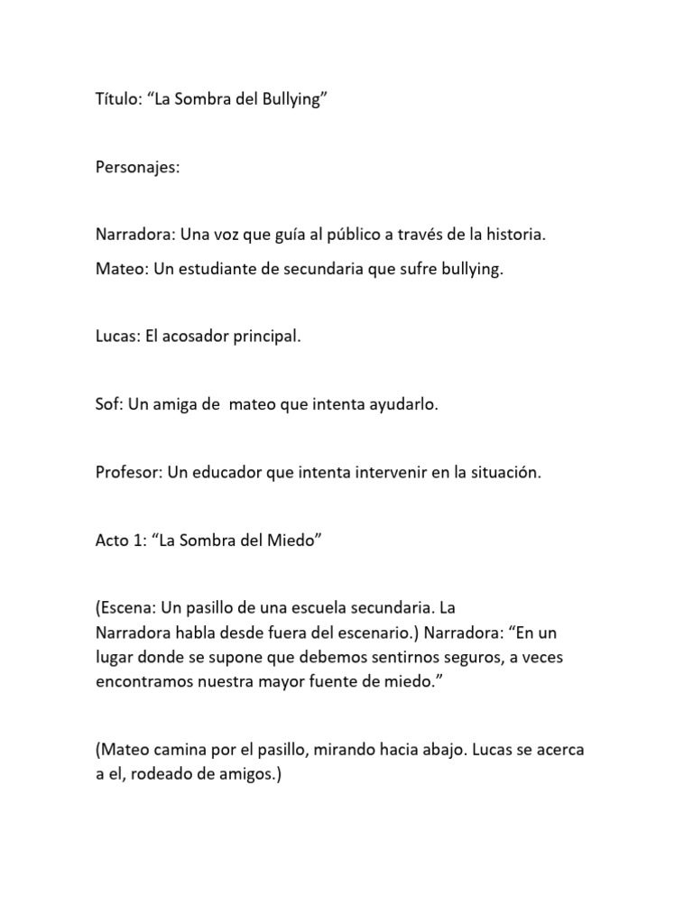 Título: "La Sombra Del Bullying" | PDF