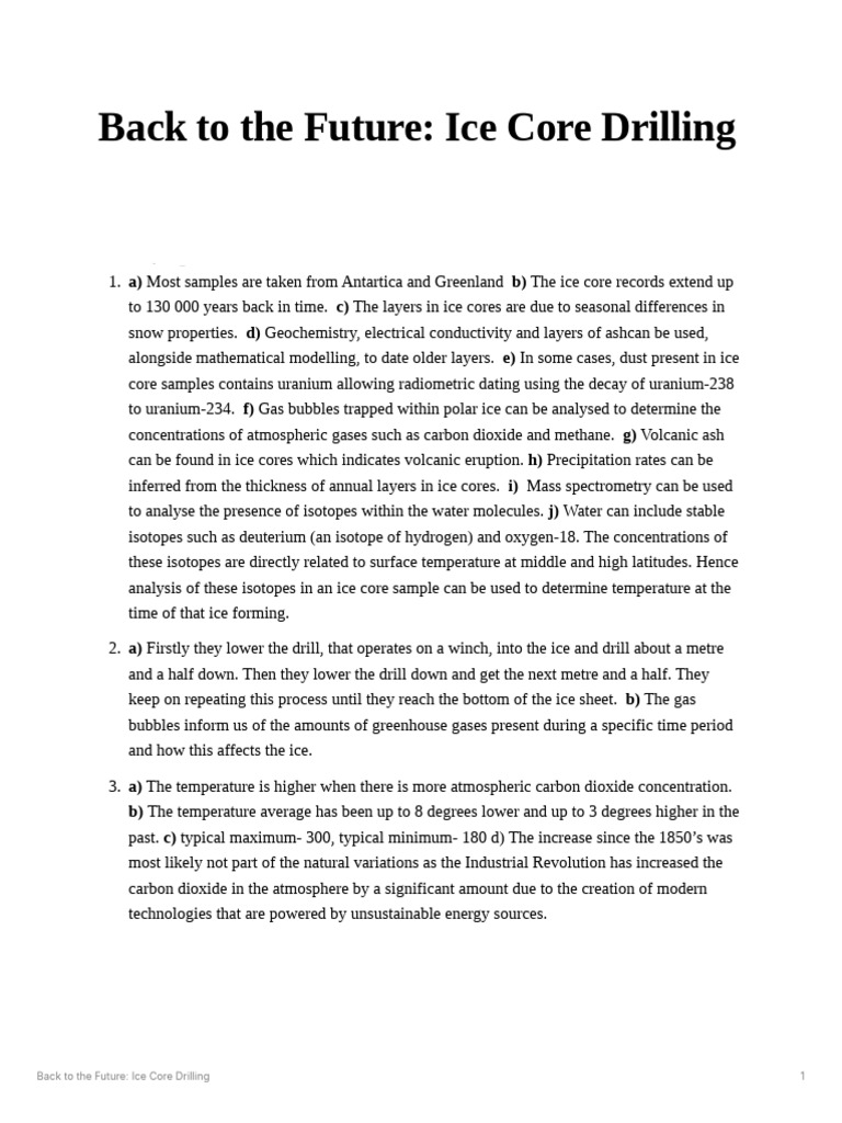 Ice Core Drilling Worksheet | PDF | Ice | Atmosphere