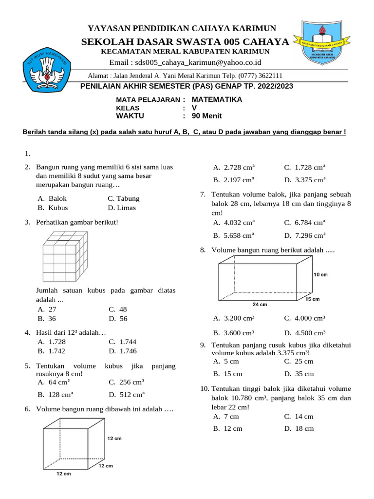 Pas MTK Kelas 5 Genap | PDF