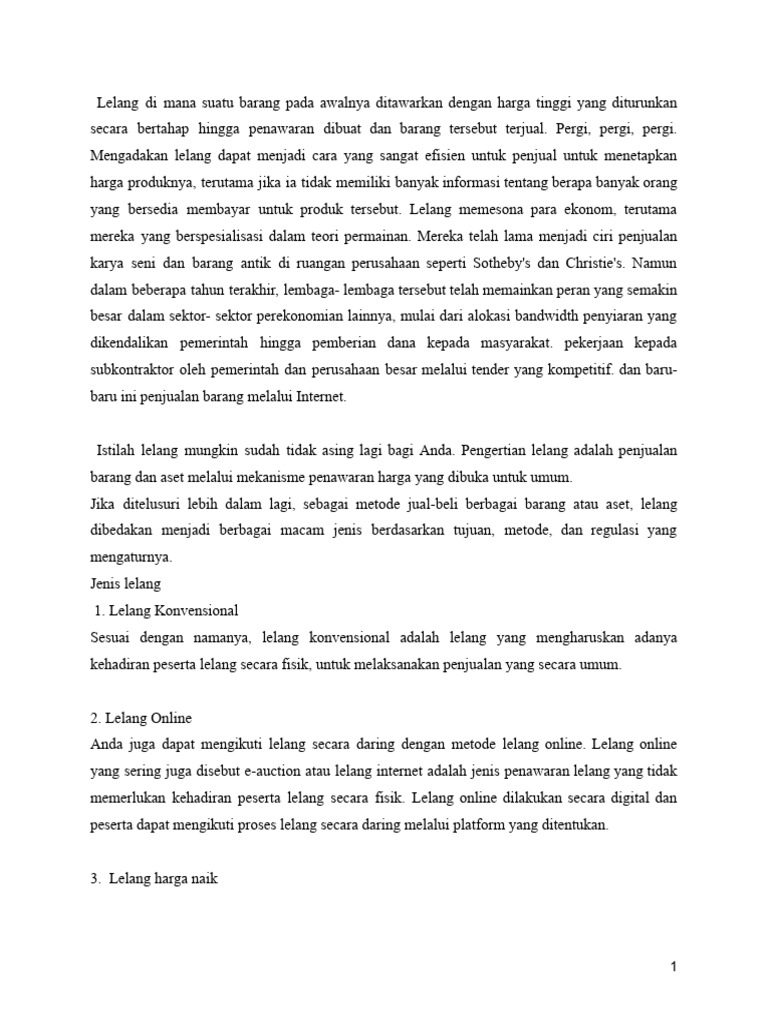 Jenis-Jenis Lelang di Indonesia | PDF