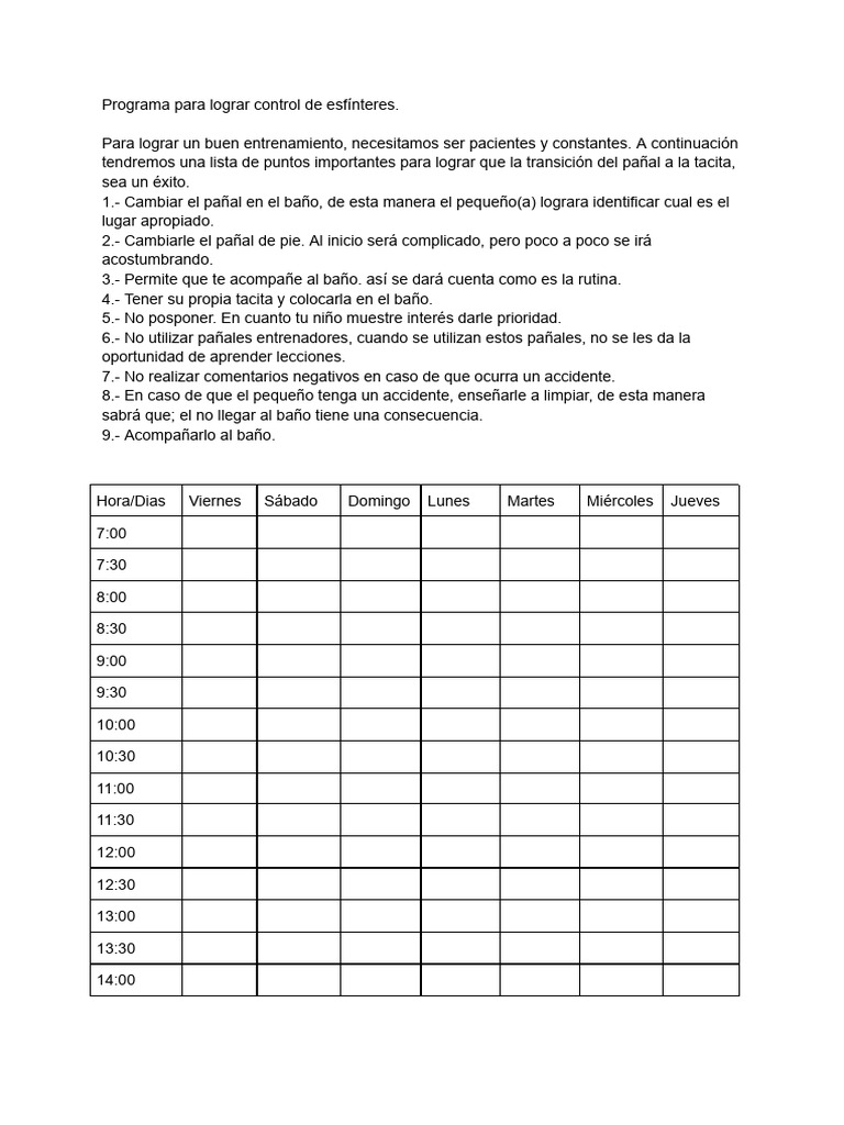 Control de Esfínteres | PDF